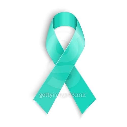 Teal ribbon symbol of scleroderma, ovarian cancer, food allergy ...