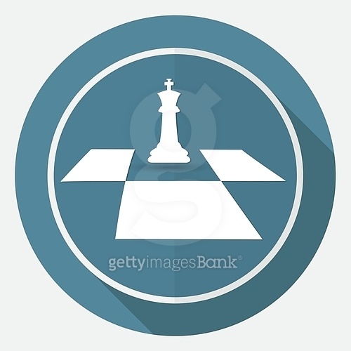 Icon Chess on white circle with a long shadow (a10765177) - 게티이미지뱅크