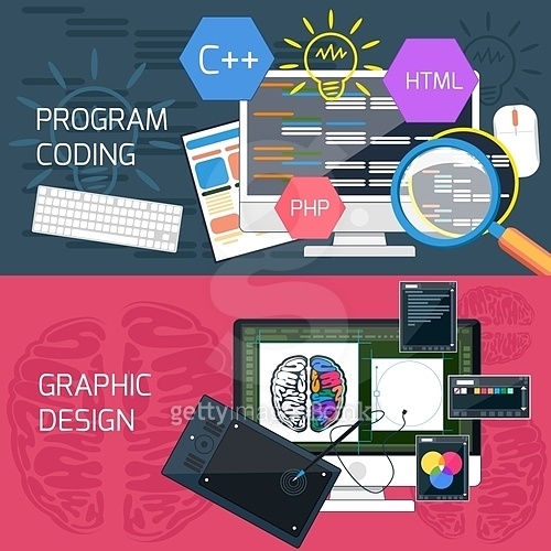 Program coding and graphic design 이미지 (a10766569) - 게티이미지뱅크
