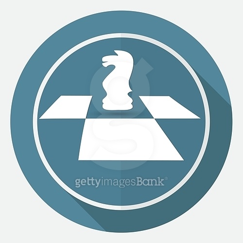 Icon Chess on white circle with a long shadow (a10785805) - 게티이미지뱅크
