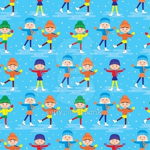 Seamless girls on a skating rink pattern 이미지 (a10759528) - 게티이미지뱅크