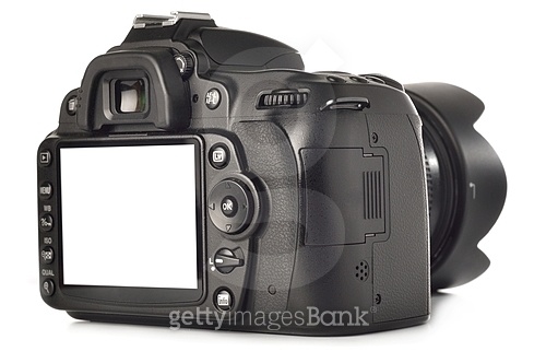 photo camera with white screen cut with clipping path (a10851170) - 게티이미지뱅크