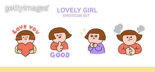캐릭터, 소녀, 이모티콘, 감정, 프로포즈 (축하이벤트), 분노 이미지 (jv11340828) - 게티이미지뱅크