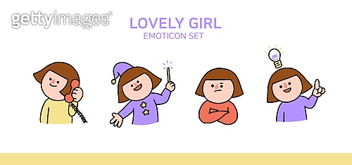 캐릭터, 소녀, 이모티콘, 감정, 통화중 (움직이는활동), 마법사 (가상존재), 아이디어 이미지 (jv11344151) - 게티 ...