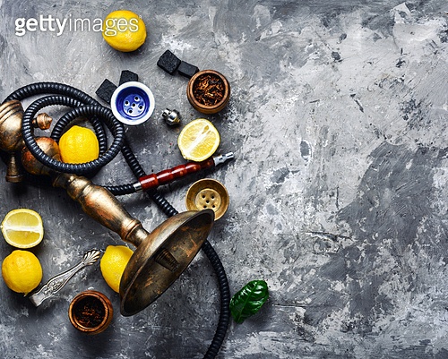 East hookah with fruit aroma for relax.Shisha hookah.Hookah with lemon ...