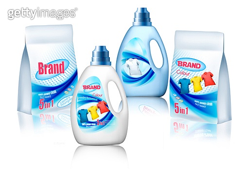 Laundry detergent package design, set of container bottles with ...