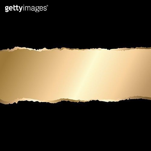 Vector illustration Gold torn paper. Template background. Gold and ...