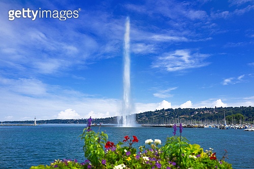 Geneva Geneve lake water Jet D’eau Switzerland. Geneva Geneve lake ...