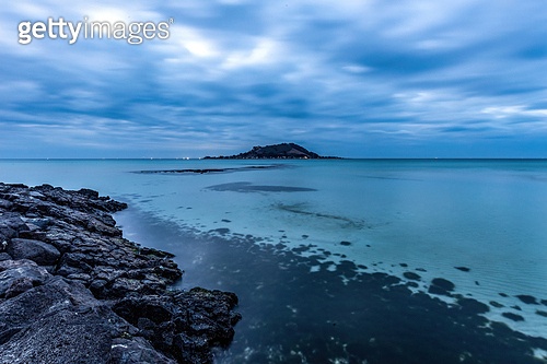 장노출, 오후, 야경, 화산암, 비양도, 수평선, 협재해수욕장, 한림읍, 제주시, 제주도 이미지 (a12602048) - 게티이미지뱅크