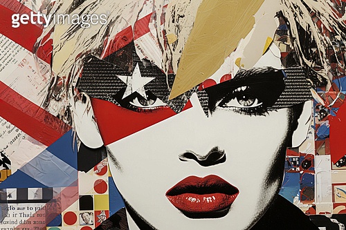 Generative AI illustration of abstract contemporary art paper collage ...