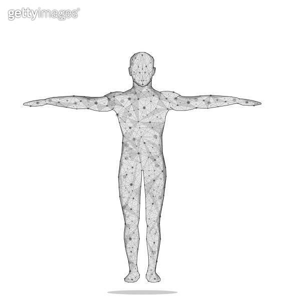 Abstract image human body in the form of lines and dots, consisting of ...