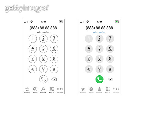 Smartphone dial keypad design. Keyboard template in touchscreen device ...