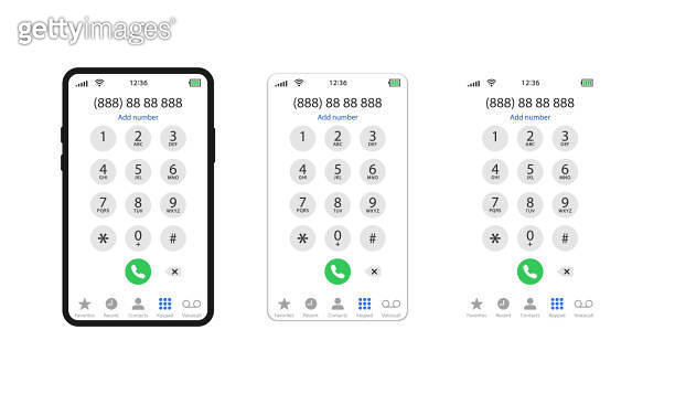 Smartphone dial keypad design. Keyboard template in touchscreen device ...