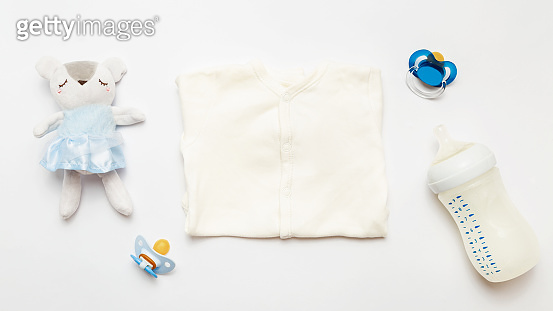 Set of blue baby accessories. Clothes and accessories for newborn ...