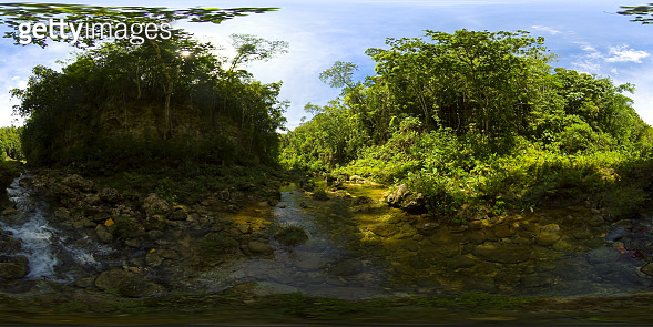 River in the rainforest. Philippines, Bohol. Virtual Reality 360 ...