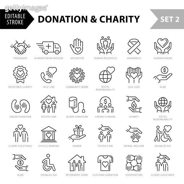 Charity Icons Thin Line Set - Editable Stroke - Set2 이미지 (1325263837 ...