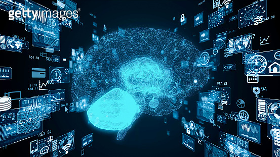 AI (Artificial Intelligence) concept. Deep learning. GUI (Graphical ...