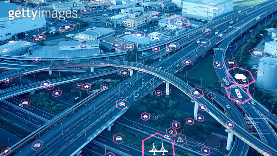 Transportation and technology concept. ITS (Intelligent Transport ...