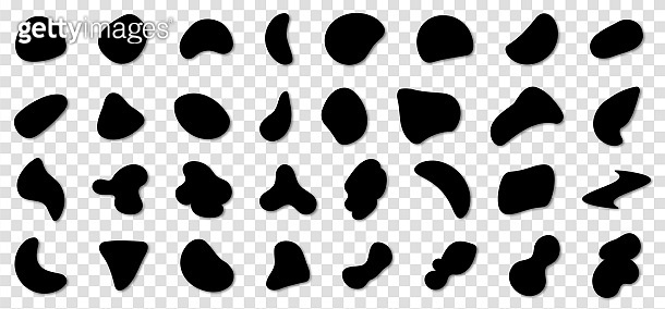 Random shapes set. Organic abstract black blobs of irregular shape ...