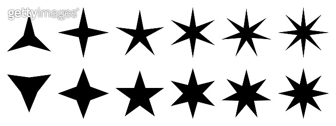 Set of star icons. Stars symbols with different pointed three, four ...