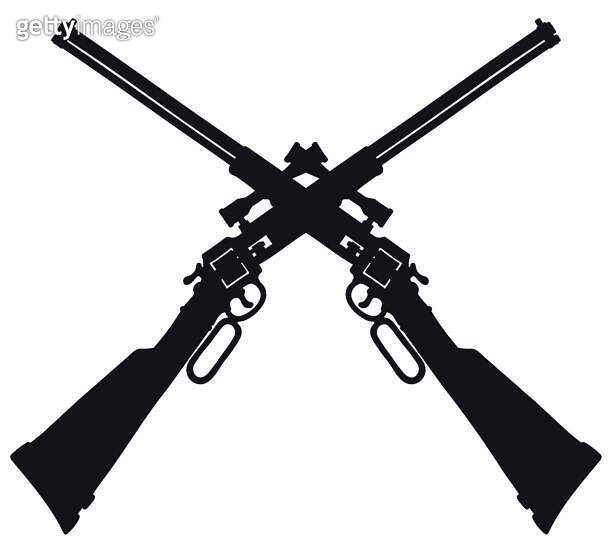 The black silhouette of two small repeating rifles (1334714129) 일러스트 ...