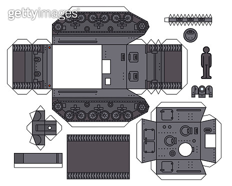 The paper model of an old self propelled gun (1360265816) - 게티이미지뱅크