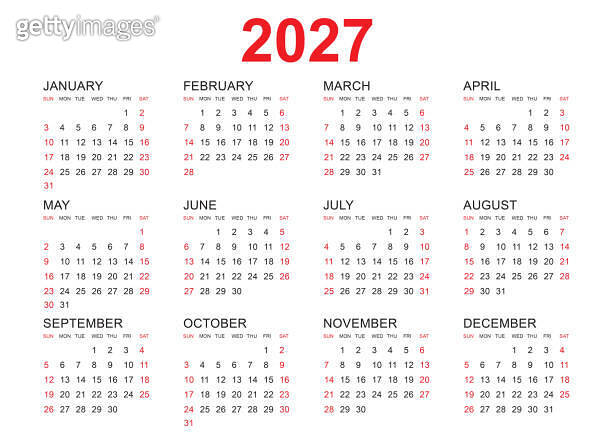 Calendar 2027 template vector, simple minimal design, Planner 2027 year ...
