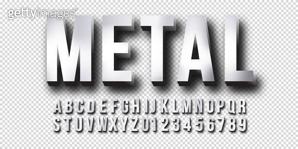 Realistic 3d Metal font vector 이미지 (1338374080) - 게티이미지뱅크