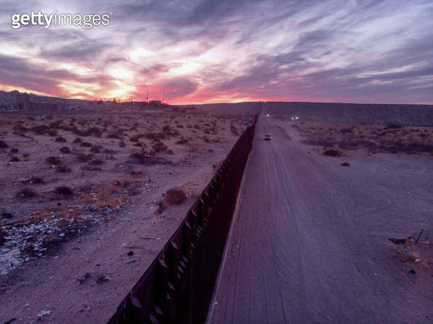 Aerial Drone Border Wall Dividing El Paso, Texas And Puerto De Anapra ...