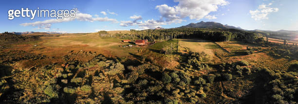 Aerial View of the famous Schmid family ranch near Mt. Wilson and ...