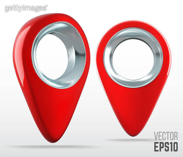 Ultra realistic 3d red color map pin pointer icon. Vector illustration ...