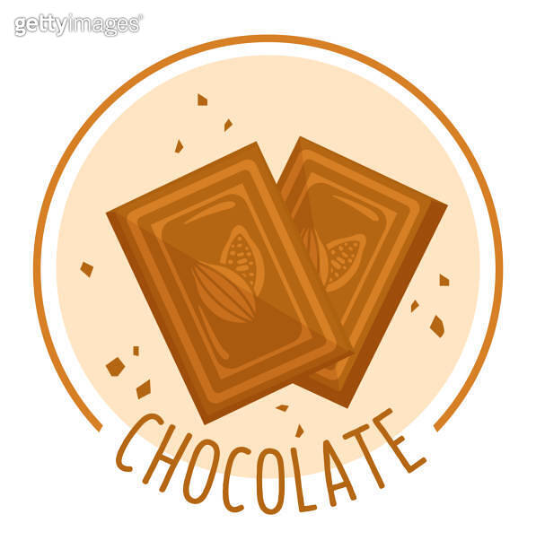 Chocolate element, sweet emblem, cocoa label, isolated on white, brown ...