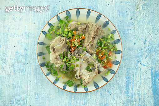 Hot and spicy soup with pork neck bones and Thai herbs that we called ...