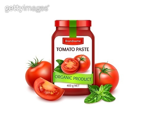 Realistic Detailed 3d Natural Tomatoes Paste with Ripe Red Tomato ...