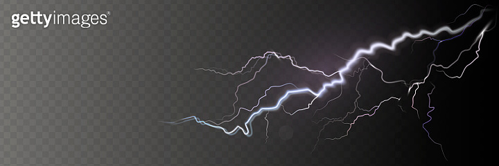 A set of lightning Magic and bright light effects. Vector illustration ...