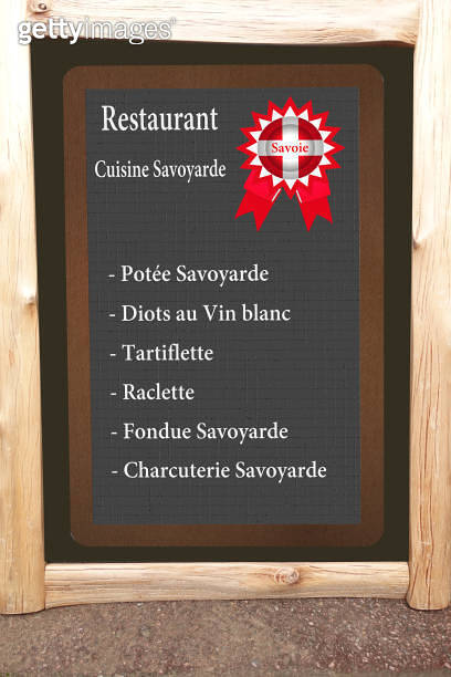 Slate Menu Restaurant of culinary specialties Savoyard French cooking ...