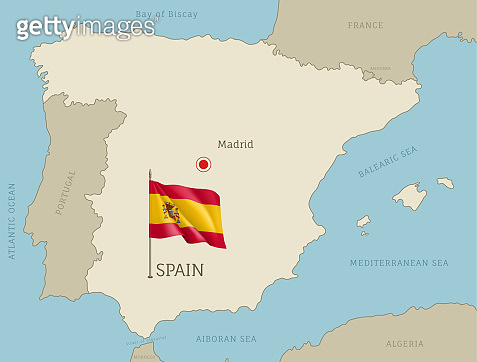 Highly detailed map of Spain territory borders (1307320073) - 게티이미지뱅크