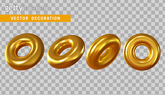Design element in shape of 3d torus gold color. (1311760848) - 게티이미지뱅크