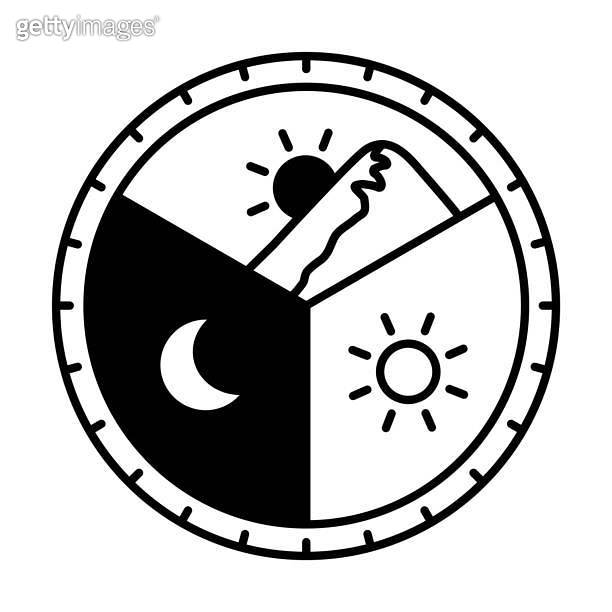 Morning, day and night. 24 hours Clock image illustration. Circle ...