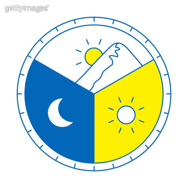 Morning, day and night. 24 hours Clock image illustration. Circle ...