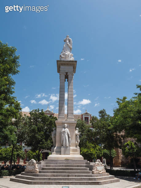 The Plaza del Triunfo(Triumph square) in the Spanish city of Seville is ...