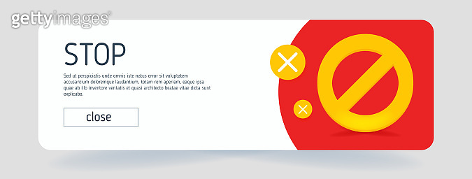 Stop sign Popup Template. Alerts about dangerous errors, a problem with ...