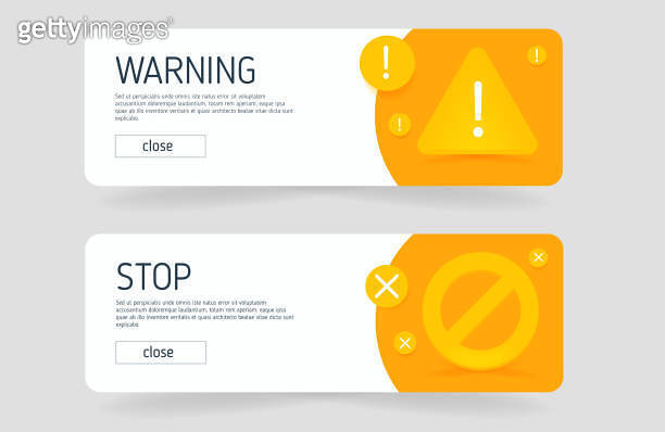 Warning and stop Popup Template. Alerts about dangerous errors, a ...