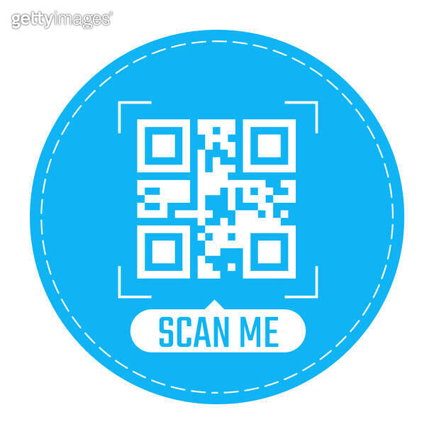Scan me sign. Sticker round. Symbol or emblem. Vector illustration. QR ...