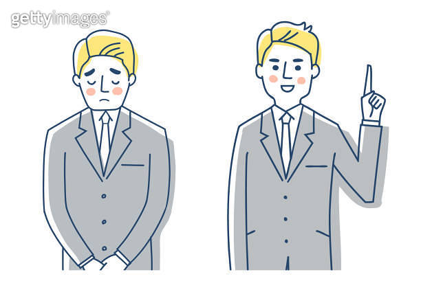 Two patterns of men with negative facial expressions and happy facial ...