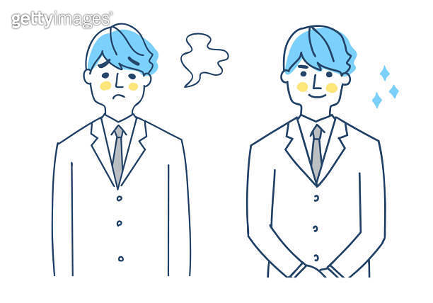 Two patterns of men with negative facial expressions and happy facial ...