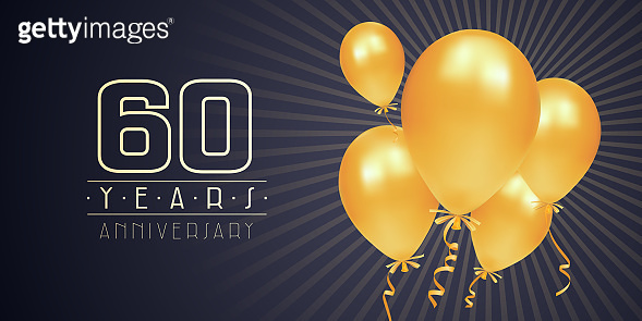 60 years anniversary vector icon. Graphic element with golden color ...