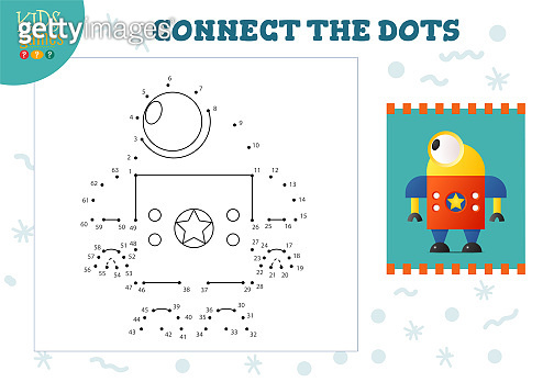 Connect the dots kids game vector illustration. Preschool children ...