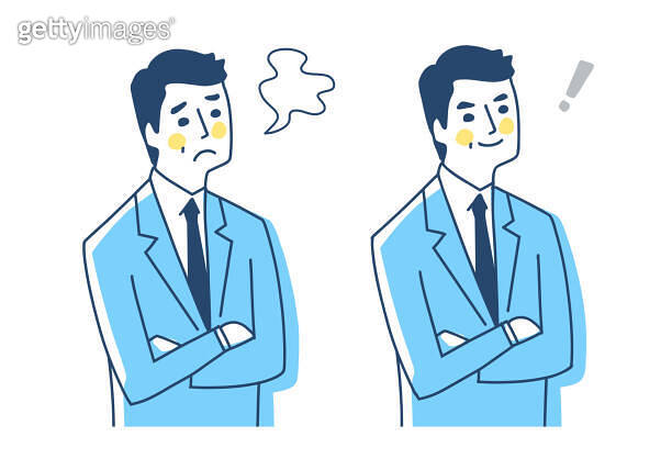 Two patterns of men with negative facial expressions and happy facial ...