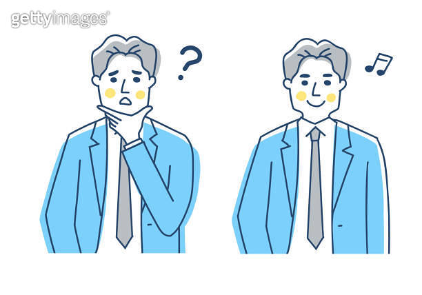 Two patterns of men with negative facial expressions and happy facial ...